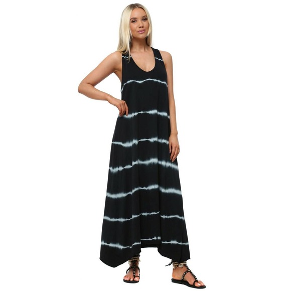 M Made In Italy | Dresses | Made In Italy Black Tie Dye Racer Back Maxi ...